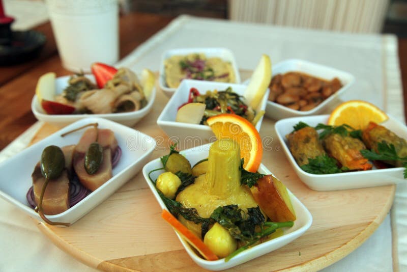 Turkish appetizer foods stock image. Image of garnish - 254358711