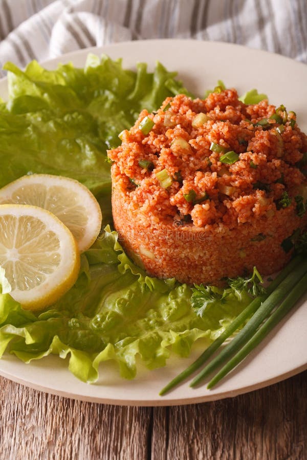 Turkish Appetizer Spicy Kisir Close-up on the Table. Vertical Stock ...