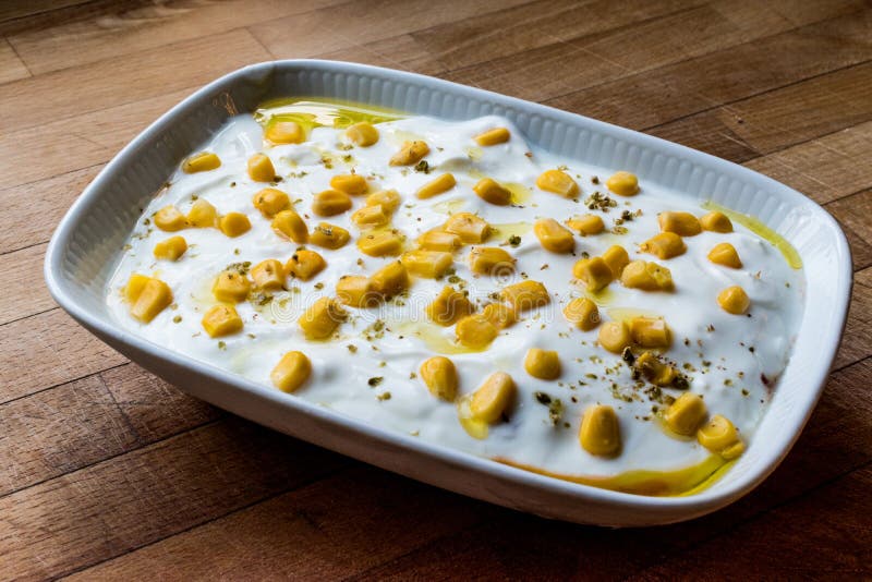 Turkish Appetizer Yogurt with Corn Stock Photo - Image of garlic, cream ...