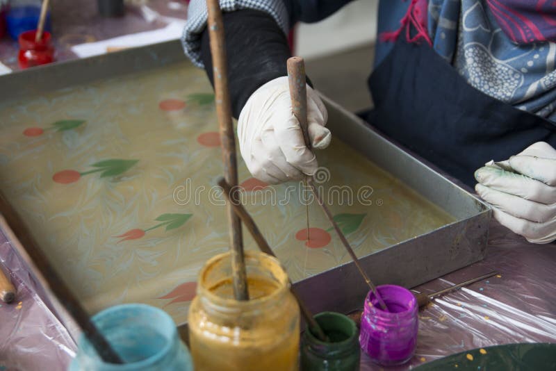 Turkish Ebru technique stock image. Image of borsa, craftmanship ...