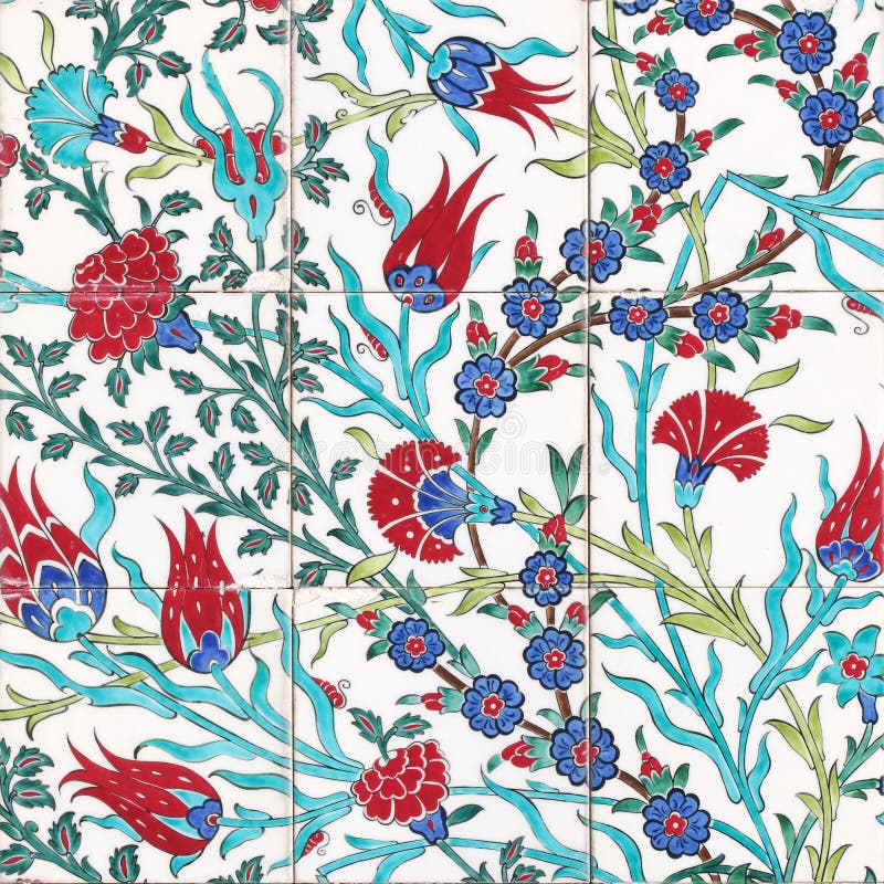 The Turkish Artistic Wall Tile Floral Pattern Stock Image - Image of ...