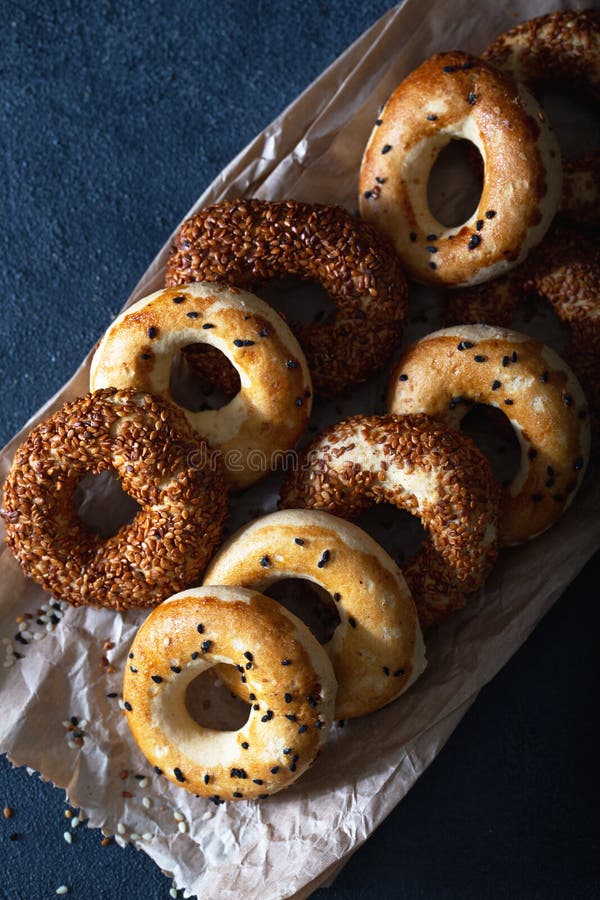Turkish Bagel Kandil Simidi. Simit with Sesame Seeds Stock Image ...