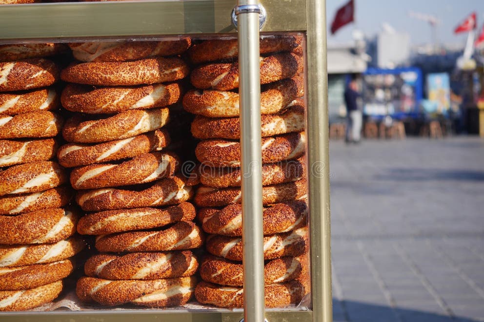 Turkish Bagel Simit Selling in a Van Stock Photo - Image of bagel ...