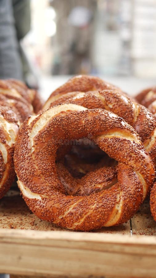 Turkish Bagel Simit Selling in a Van Stock Footage - Video of table ...