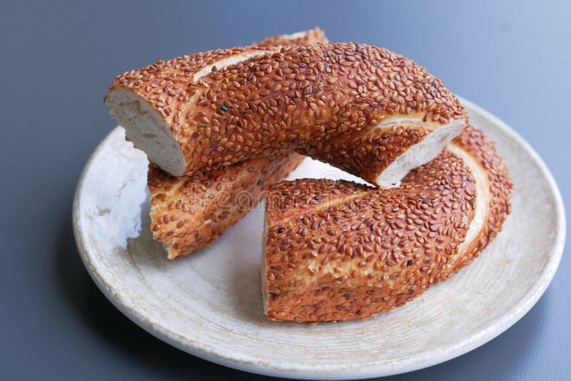 Turkish Bagel Simit on Table Stock Photo - Image of grain, crunchy ...