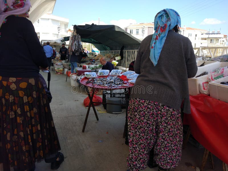 Turkish bazaar fish stand editorial stock image. Image of people ...