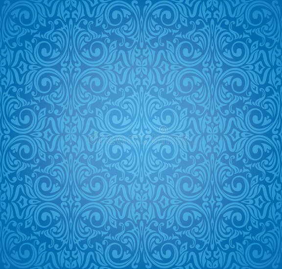 Turkish Blue Vector Pattern Wallpaper Design Background Stock Vector ...