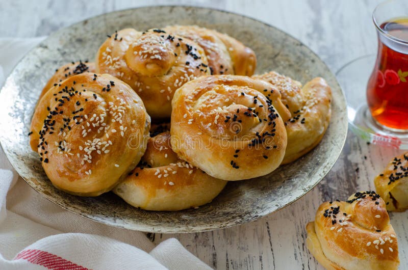 Turkish borek on the table stock image. Image of homemade - 188528803