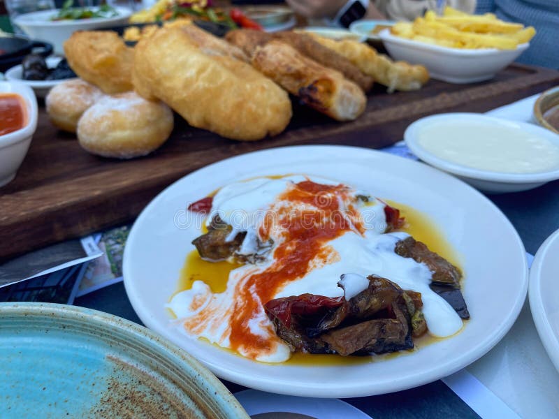 Turkish Breakfast with Pastries and Sausage Stock Image - Image of ...