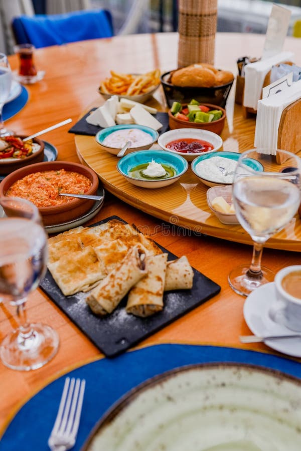 Turkish Breakfast in a Restaurant Overlooking Istanbul. Stock Image ...