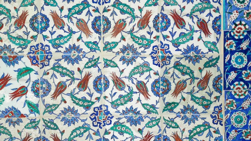 The Turkish Ceramic Tiles from Eyupsultan Mosque, Istanbul Stock ...