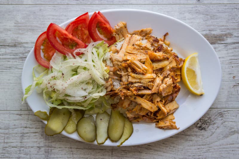 Turkish Chicken Doner Kebab with Rice Stock Image - Image of horizontal ...