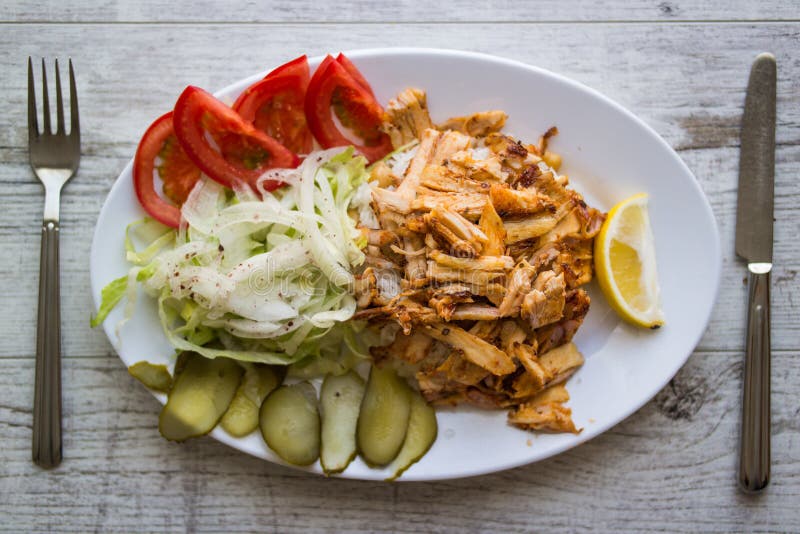 Turkish Chicken Doner Kebab with Rice Stock Image - Image of horizontal ...