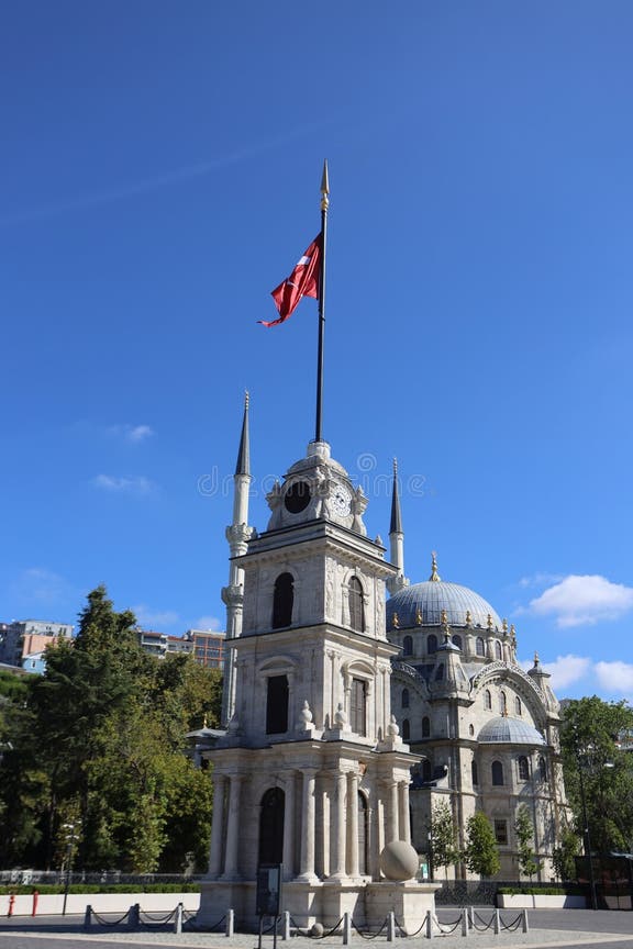 08-08-2023 Istanbul - Turkey: Turkish Clock Tower and Flag Editorial ...