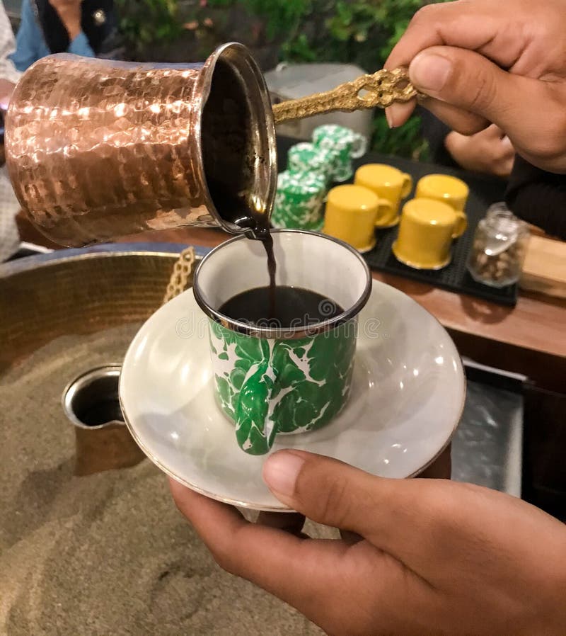 Turkish Coffe with Hand Pouring the Coffe Stock Photo - Image of coffe ...