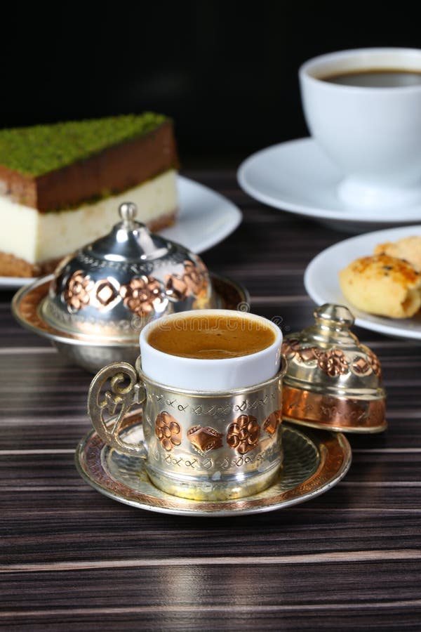 Turkish coffee and cake stock image. Image of cake, coffee - 96454793