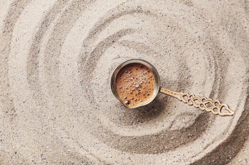 Turkish Coffee Cooked in Sand, Closeup Stock Photo - Image of beans ...
