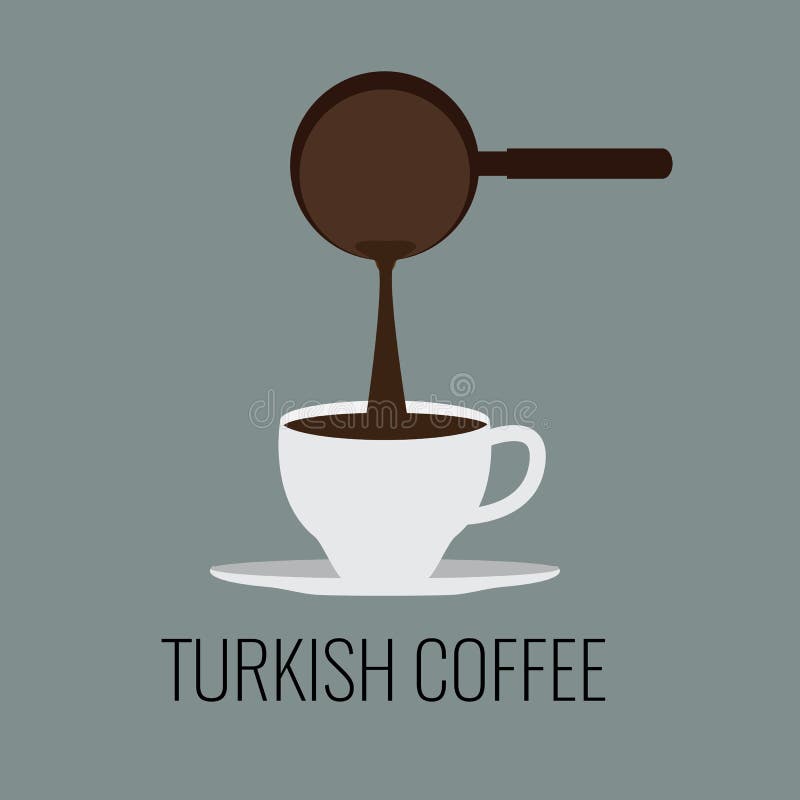 Turkish Coffee Cup with Jug. Flat Vector Design Stock Illustration ...