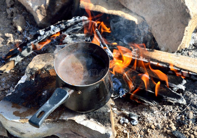 Turkish Coffee on flames stock photo. Image of dinner - 70457006