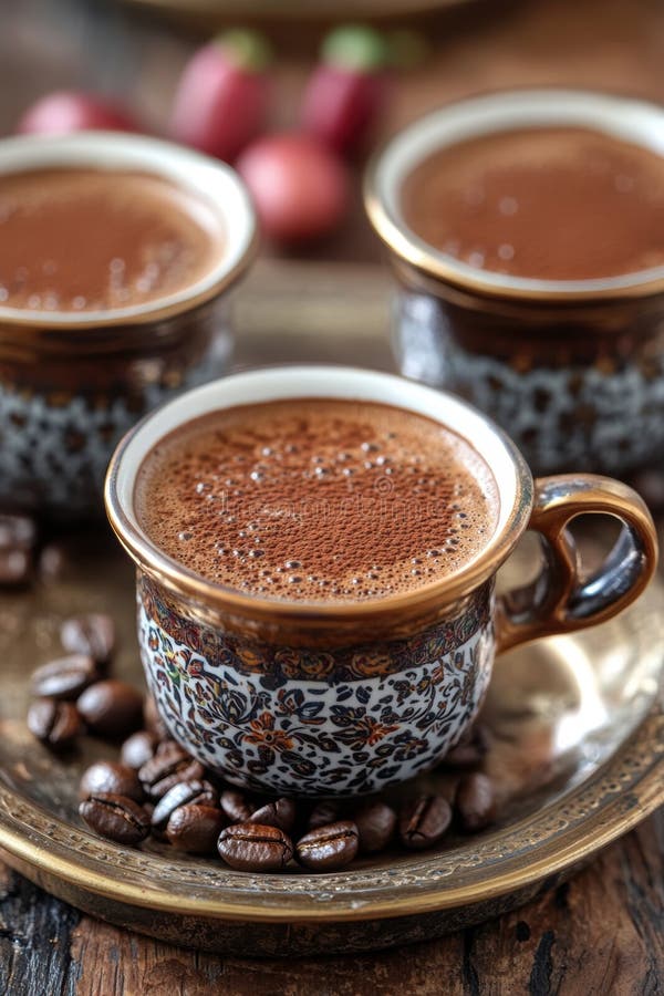 Turkish Coffee or Greek Coffee. Turkish Brewed Black Coffee. Generative ...
