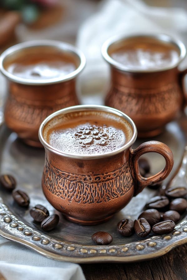 Turkish Coffee or Greek Coffee. Turkish Brewed Black Coffee. Generative ...