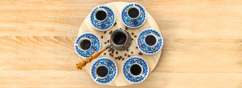 Turkish Coffee Many Cups on the Table. Selective Focus Stock Image ...