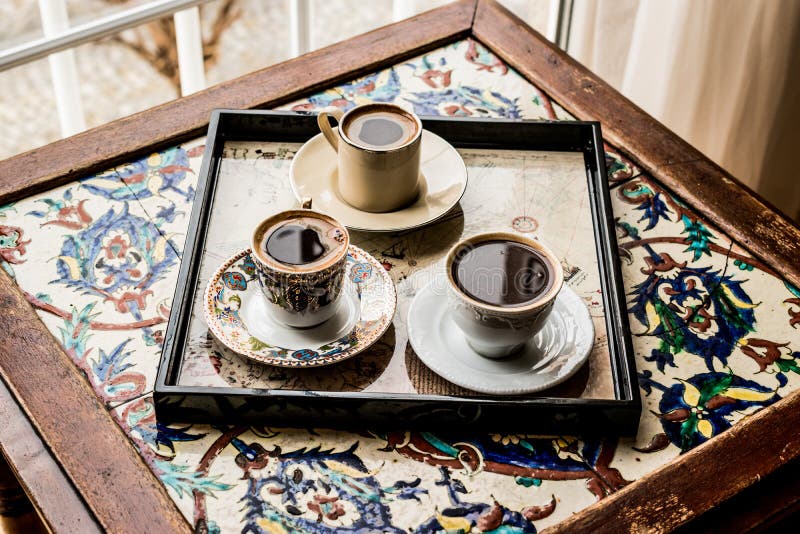 Turkish Coffee on Ottoman Surface. Stock Image - Image of culture, bean ...