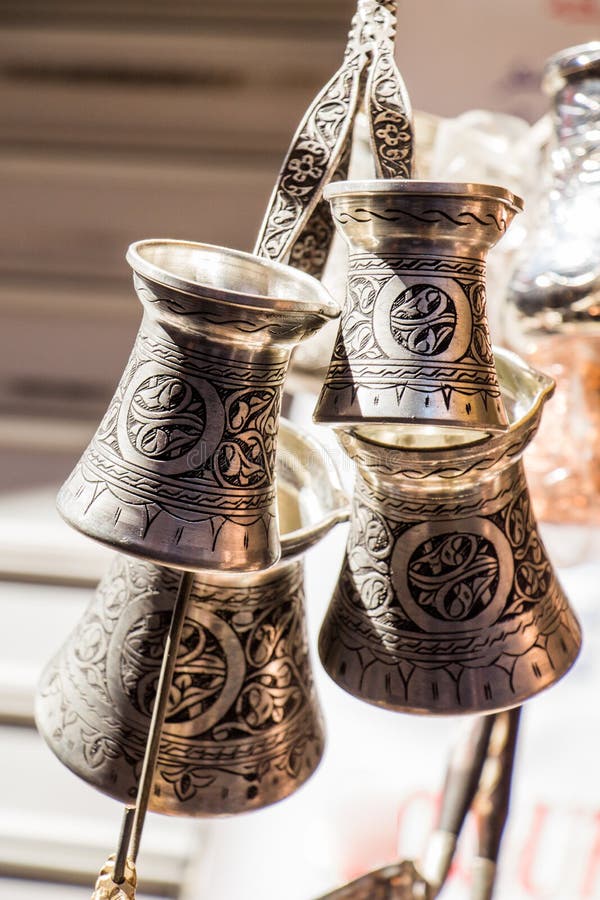 Coffee Pots Made in a Traditional Style Stock Photo - Image of drink ...