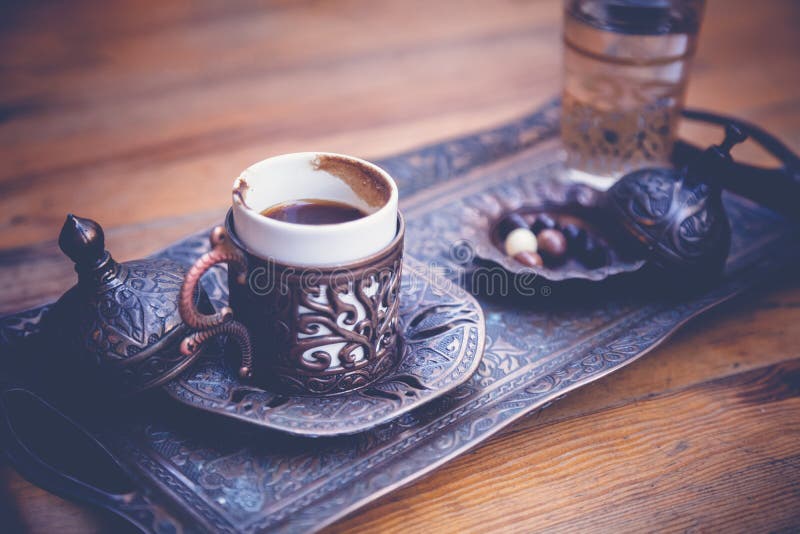 Turkish Coffee in Traditional Copper Cookware Stock Image - Image of ...