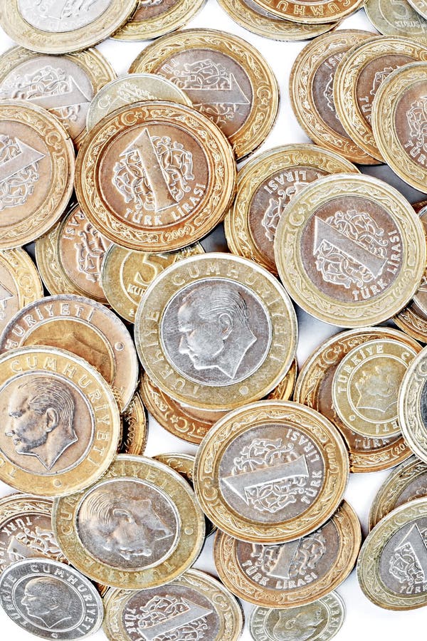 Turkish Coins Isolated on White Stock Photo - Image of coin ...
