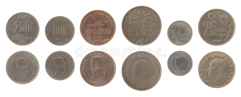 Turkish Coins Isolated on White Stock Photo - Image of coin ...