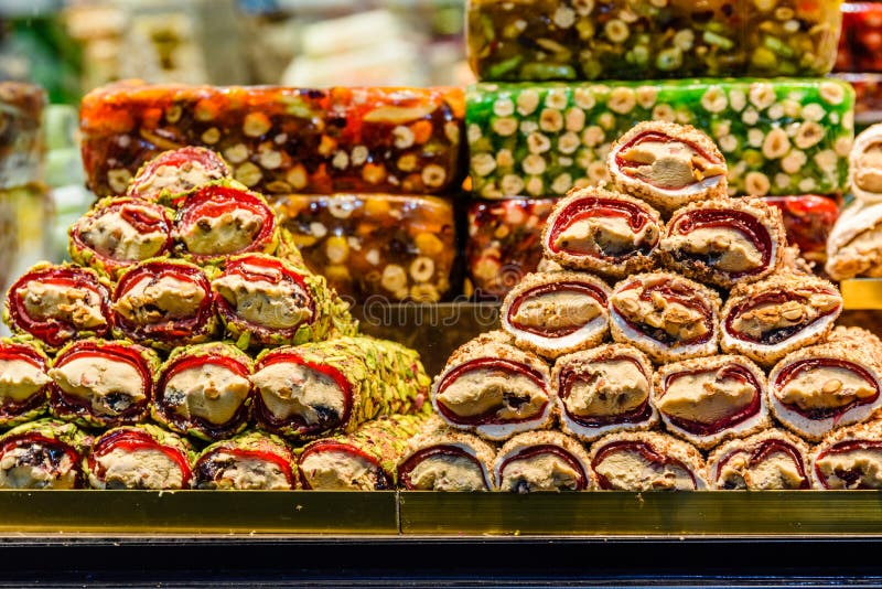 Turkish Delight and Different Sweets for Sale at the Bazaar in Turkey ...