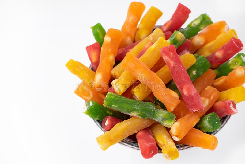 Turkish Delight in the Form of Sticks on a Plate. Assorted Multi ...