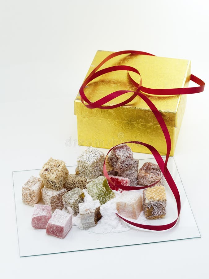 Turkish Delight with Gift Box Stock Image - Image of bosnia, eastern ...