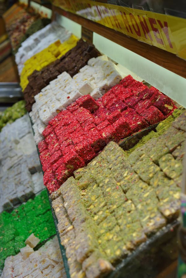 Turkish Delight in Istanbul Bazaar Stock Image - Image of food, orange ...