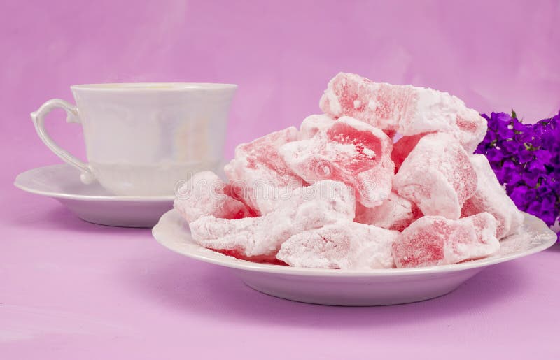 Turkish Delight with Pink Rose Flavour Stock Photo - Image of desert ...