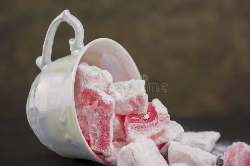 Turkish Delight with Pink Rose Flavour Stock Photo - Image of lokum ...