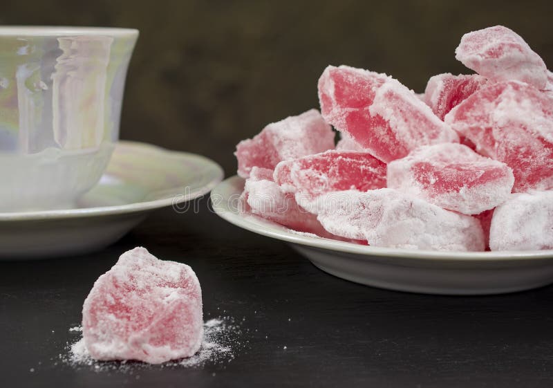Turkish Delight with Pink Rose Flavour Stock Photo - Image of cooking ...