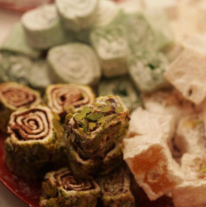 Turkish Delight with Pistachio Nuts Stock Photo - Image of delight ...