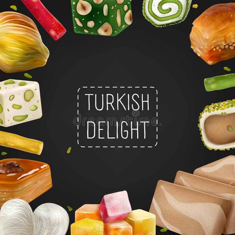 Turkish Delight Eastern Sweets, Vector Illustration. Candy Shop ...