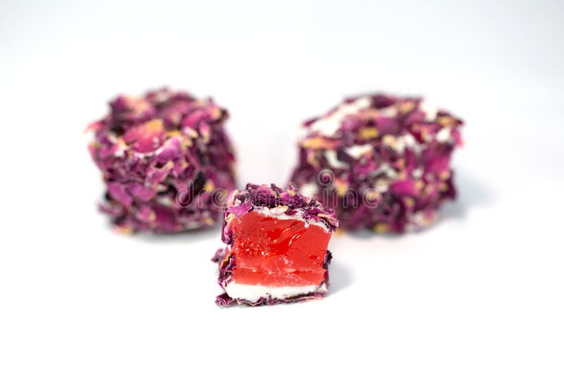 Turkish Delight with Rose, Lokum Stock Image - Image of pistachio, food ...