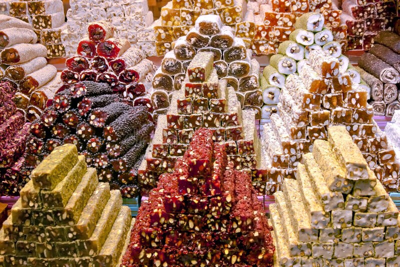Turkish Delight on Spice Bazaar Istanbul Stock Photo - Image of candy ...