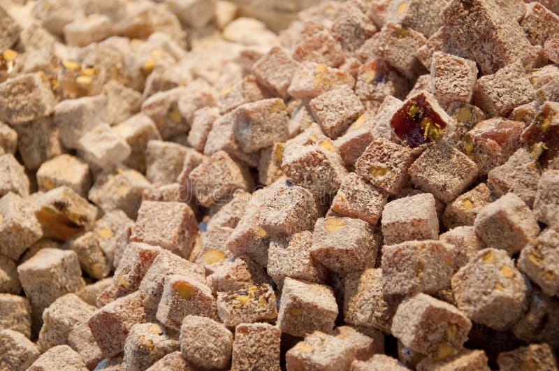 Turkish Delight Sweets with Powdered Sugar Stock Image - Image of fruit ...