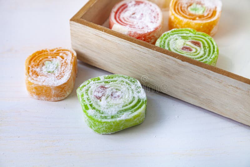 Turkish Delight on a White Table Stock Photo - Image of pastry, snack ...