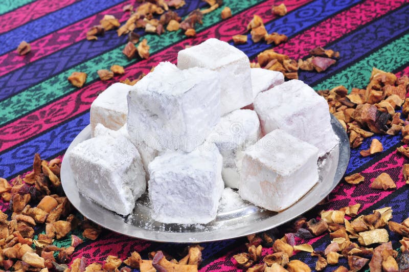 Turkish Delights on a Golden Plate Stock Image - Image of closeup ...