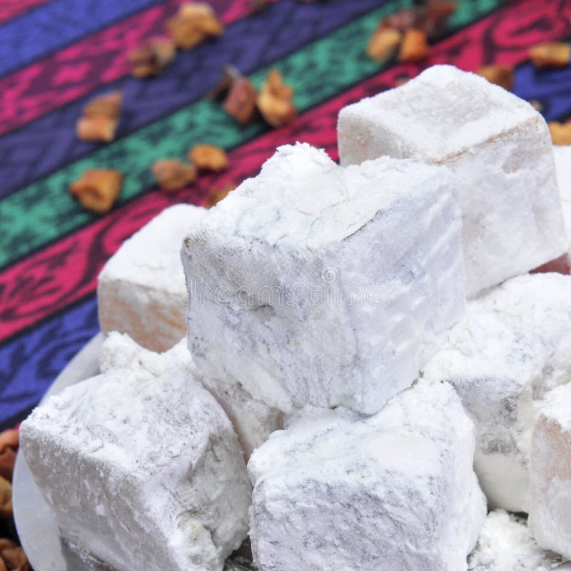 Turkish Delights on a Golden Plate Stock Image - Image of closeup ...