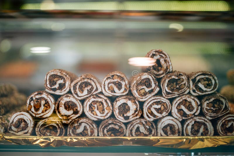 Turkish Delights on a Golden Plate Stock Image - Image of closeup ...