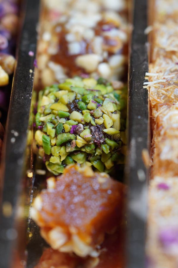 Turkish Delights on a Golden Plate Stock Image - Image of closeup ...