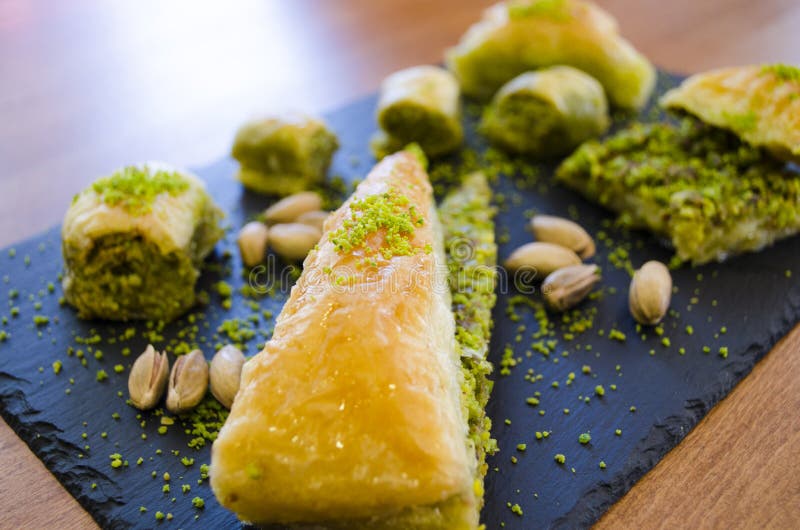 Turkish Dessert Baklava with Pistachio. Stock Image - Image of asia ...