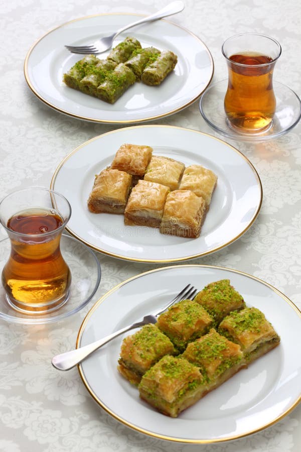 Turkish Desserts, Baklava & Tea Stock Image - Image of snack, arabic ...